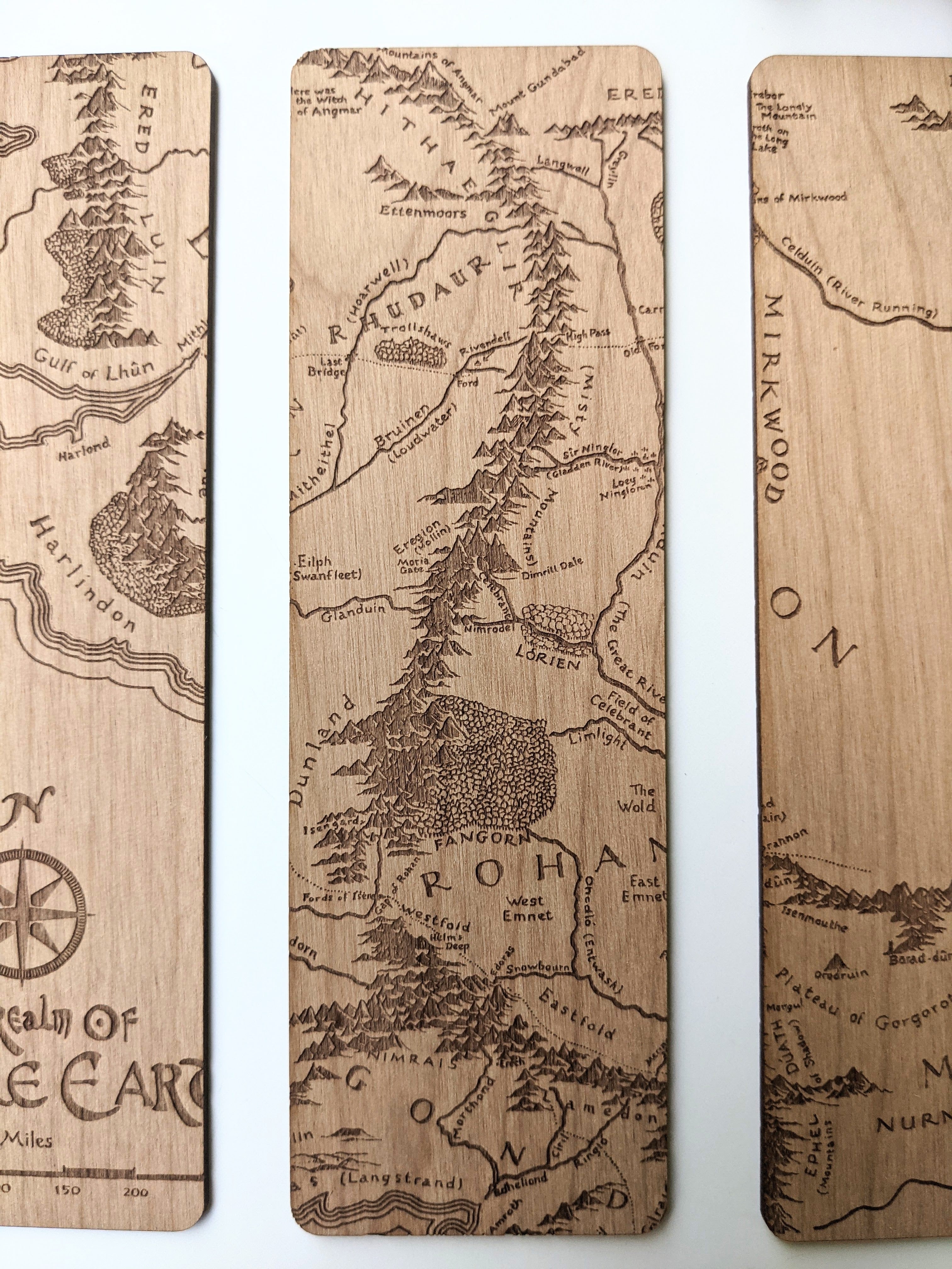 LOTR Rohan Gondor Map | Tolkien | Engraved Wooden Bookmark – Emberglow ...